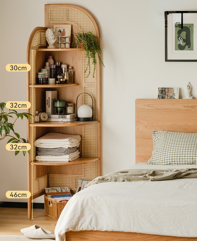 Modern Rattan Cane Corner Shelf | Handcrafted Natural Storage Solution ...